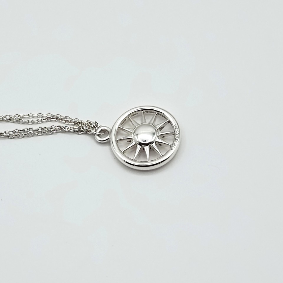 Tiffany & Co. 925 Sterling Silver Sun Double Chain Pendant Necklace | eBay