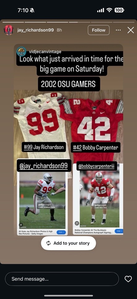 Vtg 2002 Ohio State Buckeyes #99 Jay Richardson Team Issued Nike Jersey ...