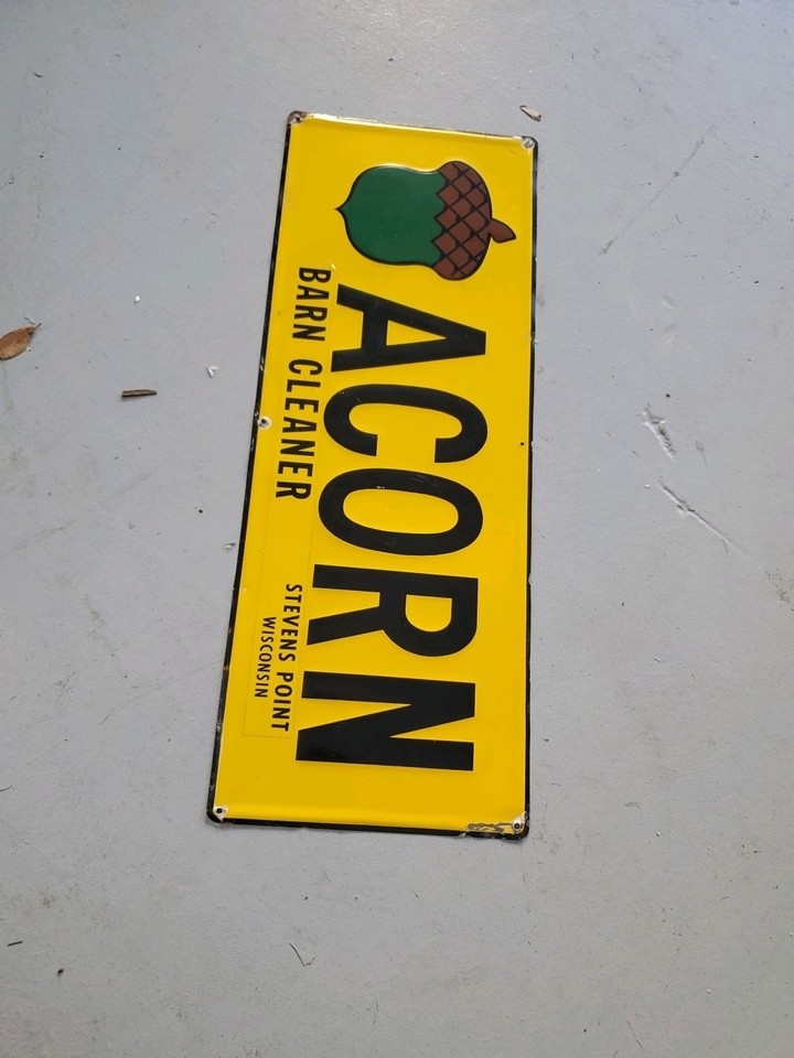 c.1950s Original Vintage Acorn Barn Cleaner Sign Metal Embossed Farm ...