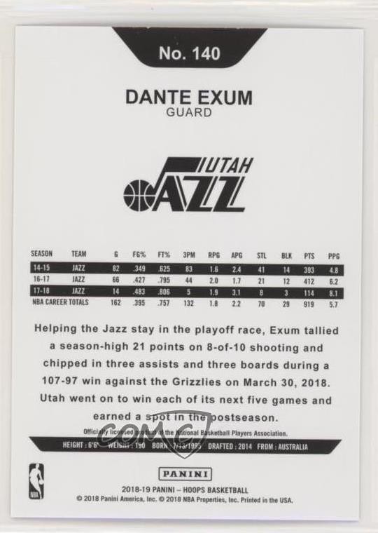 2018-19 Panini NBA Hoops Purple Dante Exum #140 | eBay