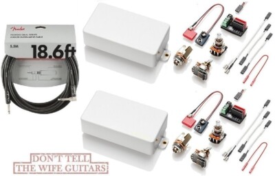 EMG 81X + 85X WHITE ACTIVE PICKUP SET SHORT SHAFT POTS & WIRING ...