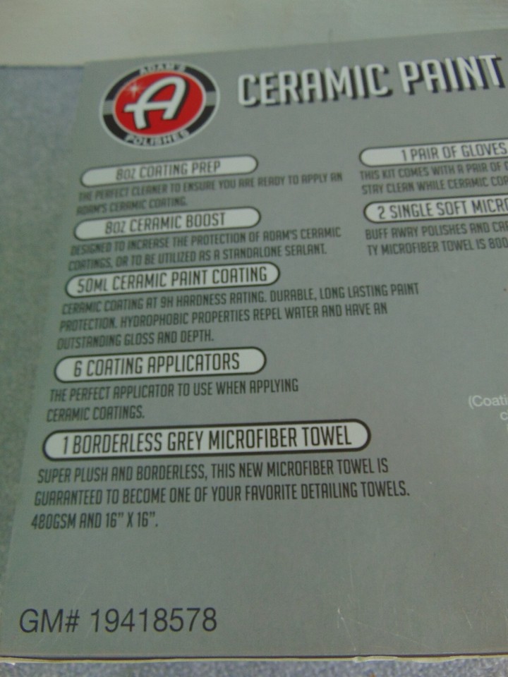 ADAM'S POLISHES CERAMIC PAINT COATING KIT CAR DETAILING NEW IN PACKAGE ...