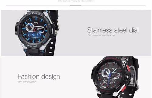 TVG LED Digital & Analogue Sports Watch Blue, Green, Red, White | eBay