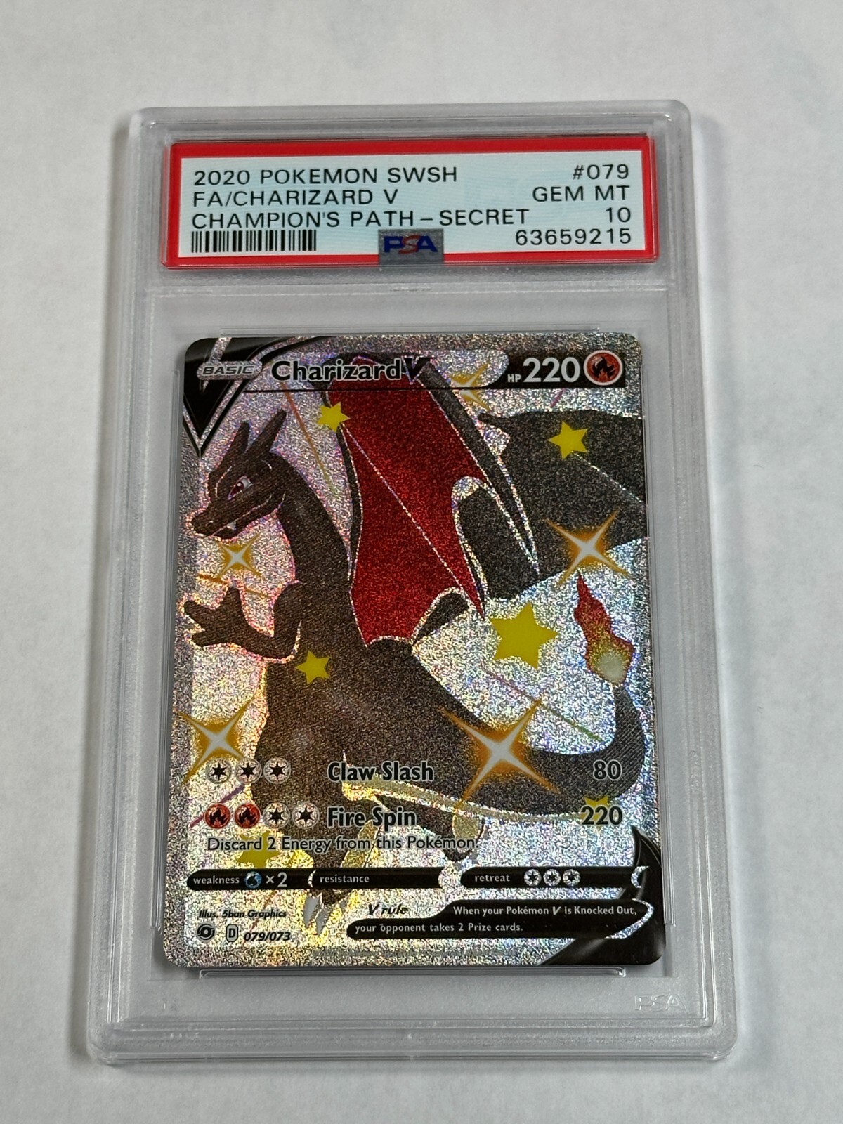 PSA 10 2020 Champion's Path Charizard V 079/073 Secret Rare Shiny *9215 ...