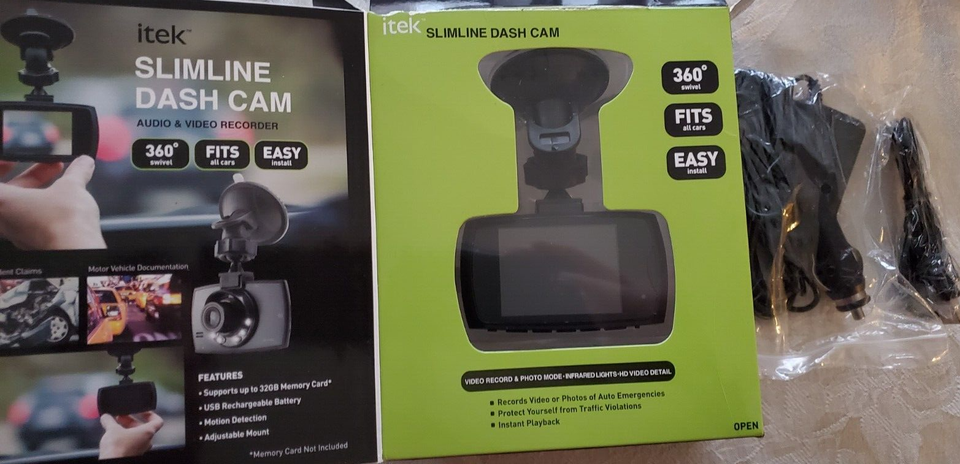 Slimline Dash Cam Audio and Video Recorder 360 Swivel, New by itek (nev ...