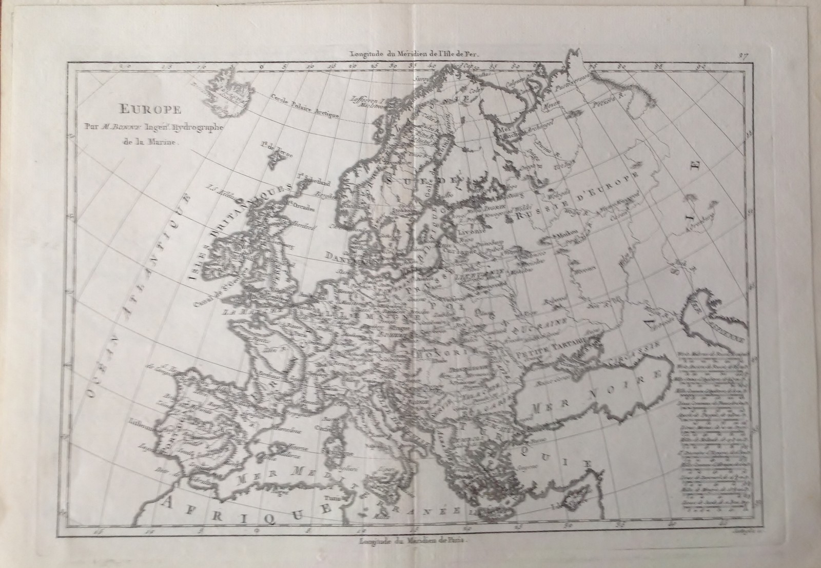 EUROPE, Original Map. Bonne, 1787 | eBay