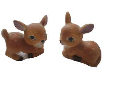 Vintage Homco Fawn Deer in Resting Positions #1473 Set of 2 Bisque 2.5 ...