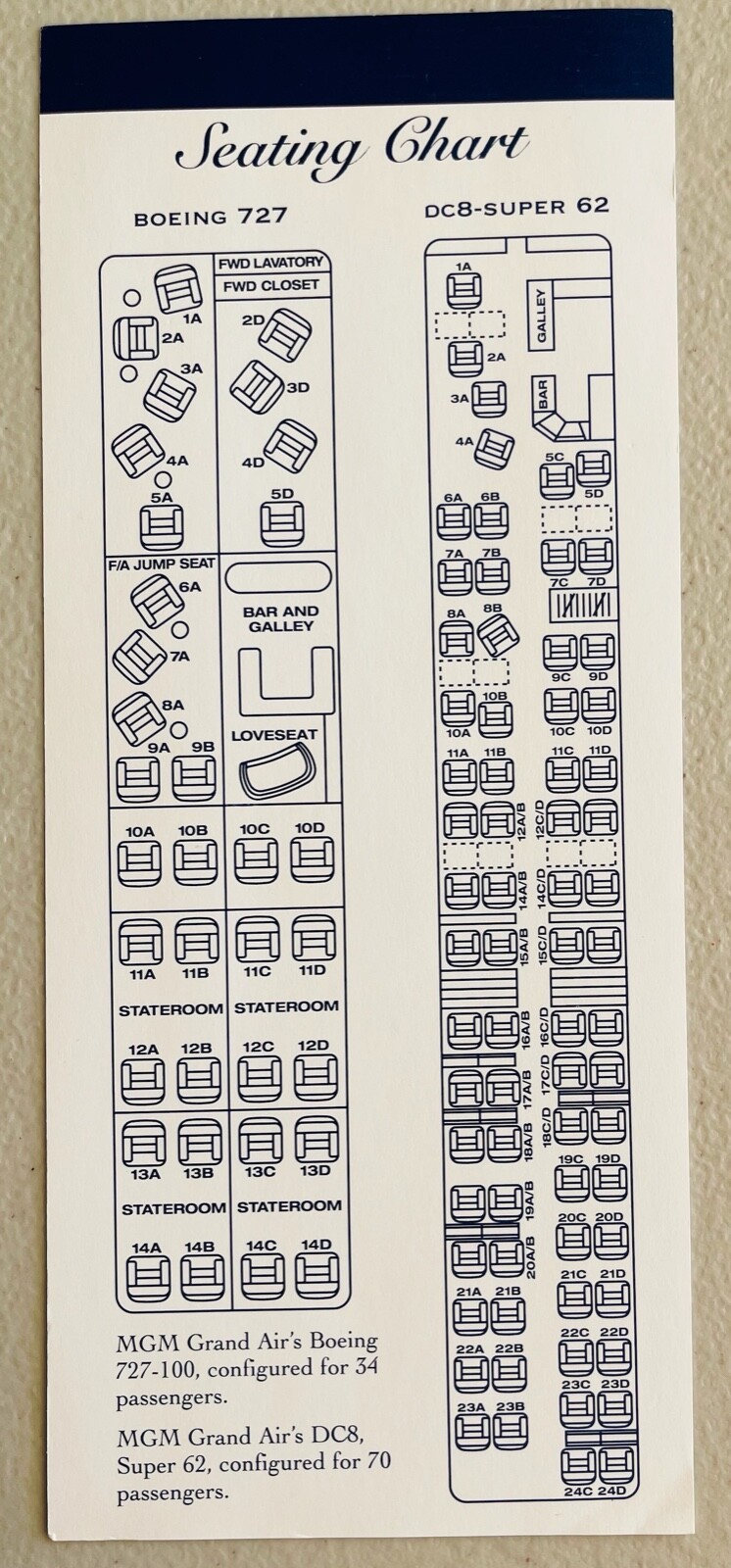 727 Airplane Seating Charts