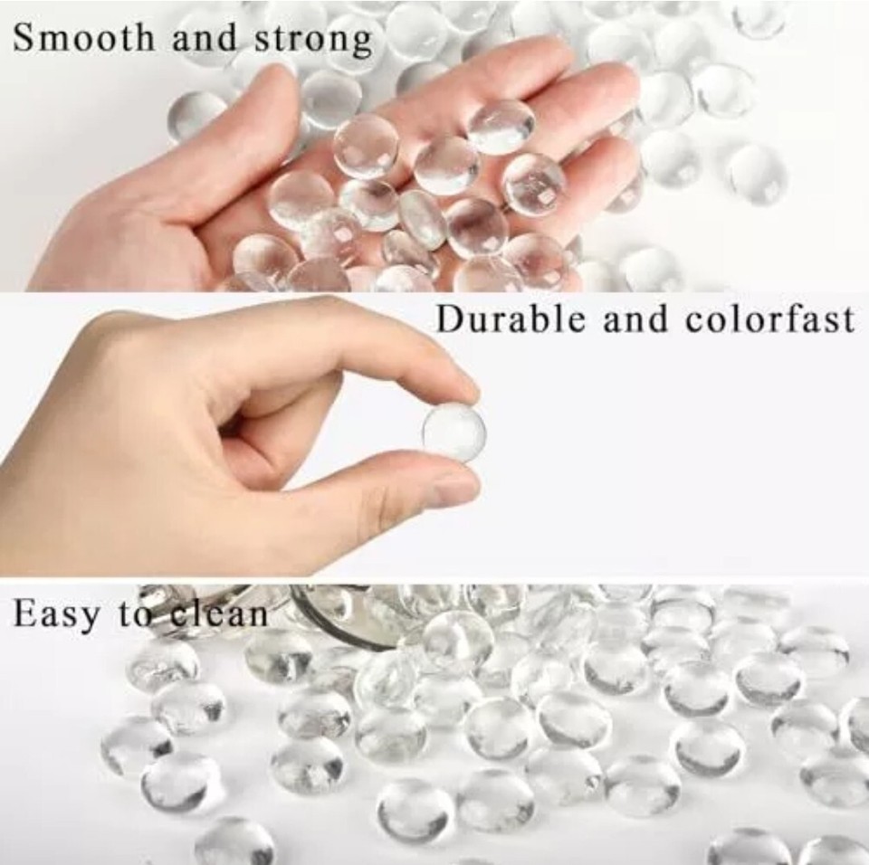 One Lb. - Clear Glass Flat Gemstone Vase Fillers Marble, Aquarium ...