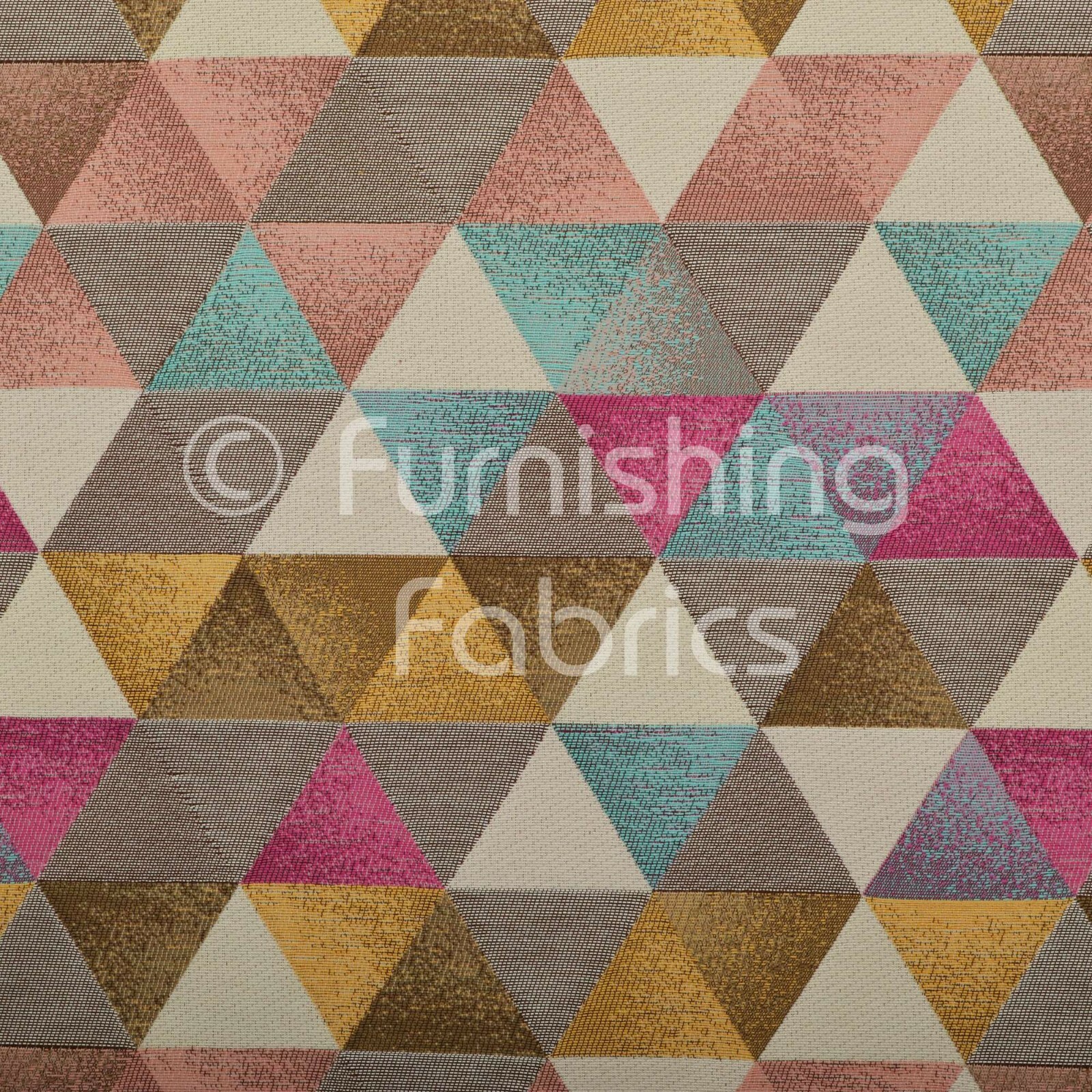 10 Metres Of New Geometric Triangle Pattern Teal Pink Chenille ...