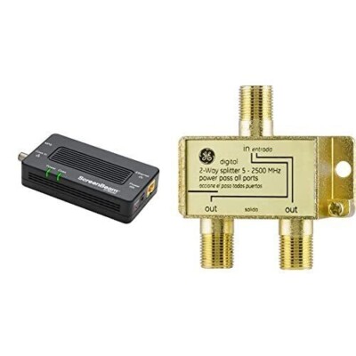 MoCA 2.5 Network Adapter GE Digital 2-Way Coaxial Cable Splitter, 2.5 ...