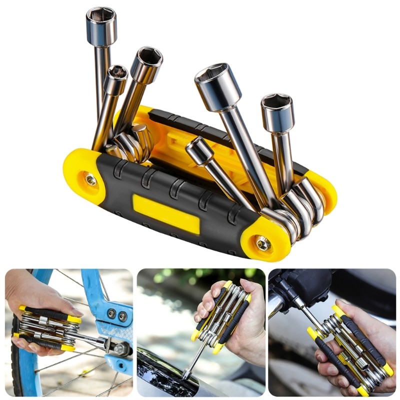 6 in 1 Folding Hexagonal Socket Set Metric Small Tool Hexagonal Nut ...