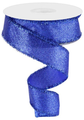 Shimmer Glitter Ribbon with Tinsel Edge, 1.5" x 10 Yards (Royal Blue ...