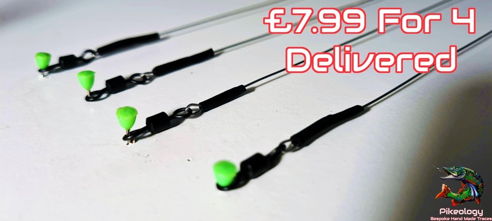 Zander / Perch Single Hook & Treble Predator Rig DeadBait Wire Trace ...