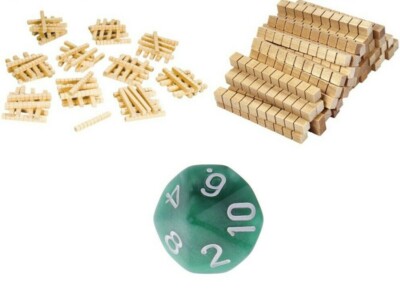 MAB Base Ten Longs Wood 30 pieces and 10 Sided Dice | eBay