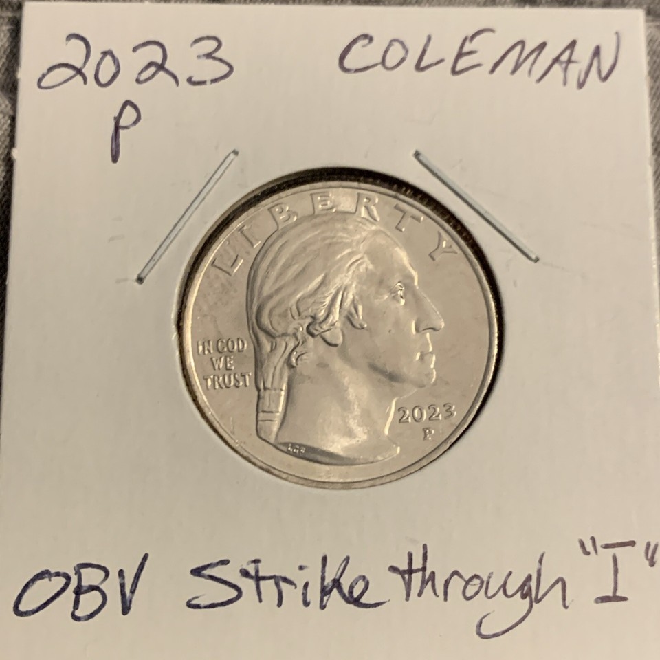 **RARE** 2023 P Bessie Coleman Quarter ERROR Strikethrough Uncirculated ...