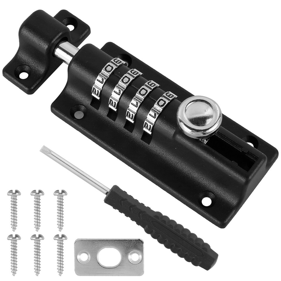 Combination Bolt Lock 4 Digit Pin Code Door Combination Slide Latch ...