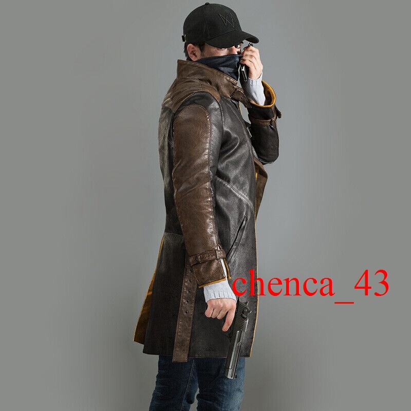 Watch Dogs Jacket The Vigilante Brown Aiden Pearce Coat Men Cosplay ...