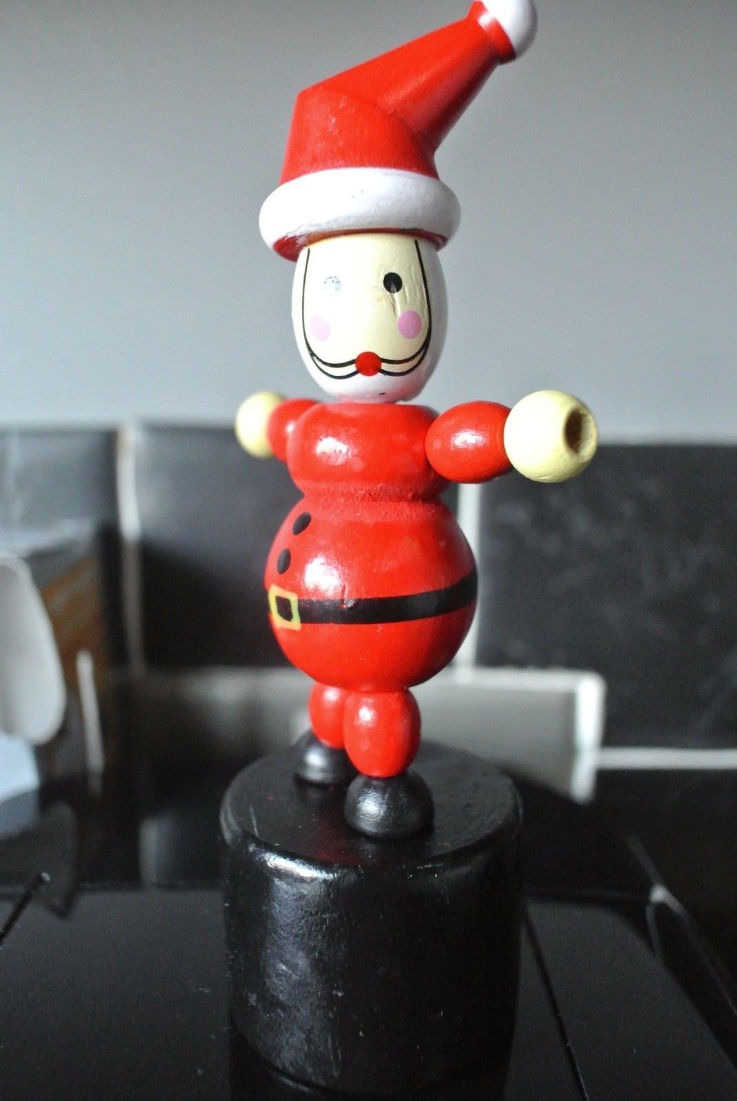 Vintage Santa Claus Father Christmas Wooden Push Puppet | eBay