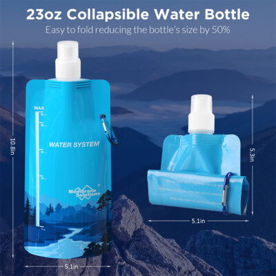 23oz Collapsible Water Pouch Bottles Bladders|Reusable Leak Proof ...
