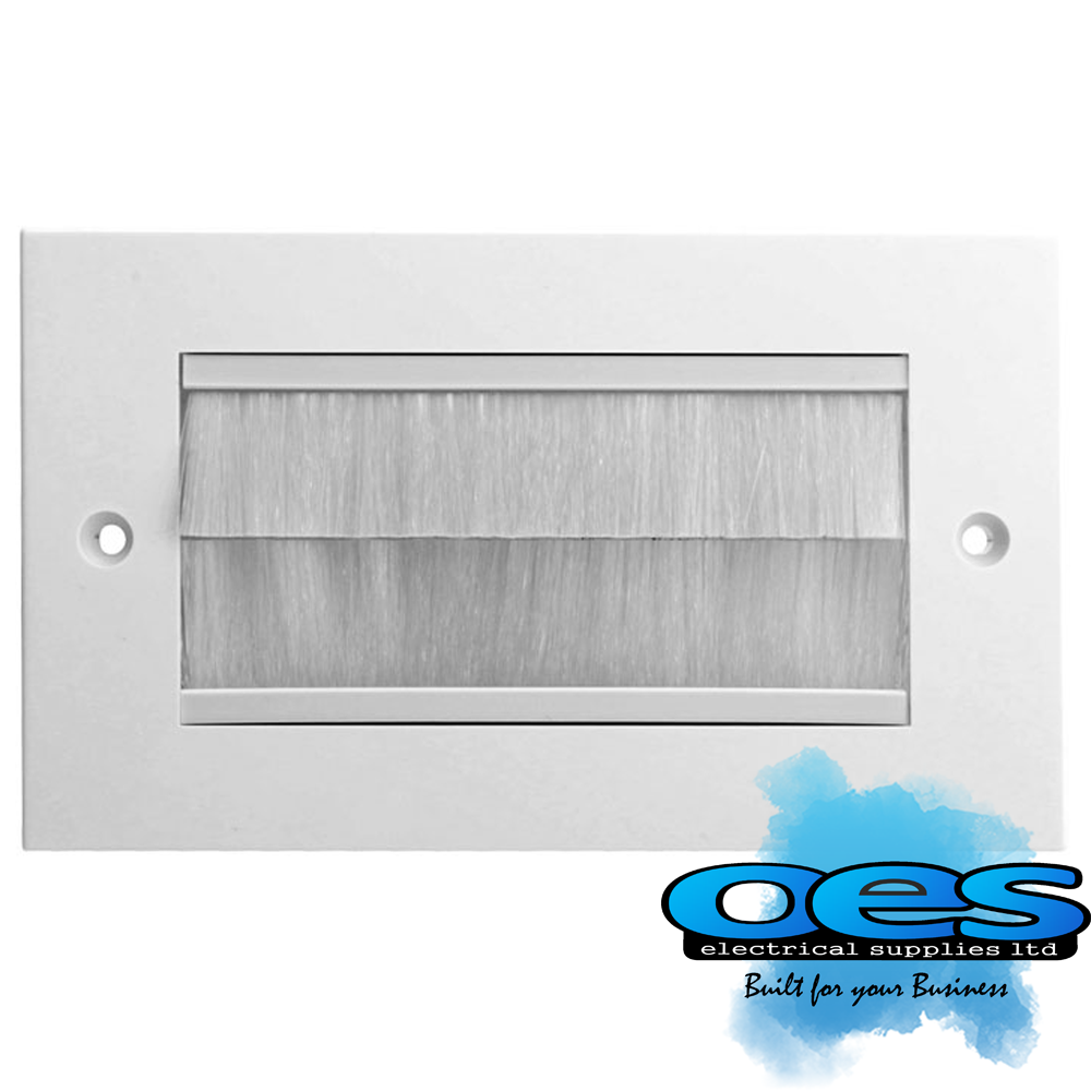 NETBRUSH4GWH Brush Outlet Cable Entry Wall Plate AV TV Single 2 Gang ...