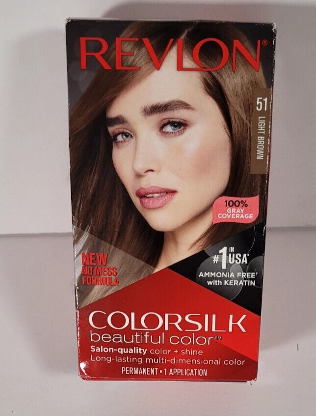Revlon Colorsilk Permanent Hair Color 51 Light Brown 100% Gray Coverage ...