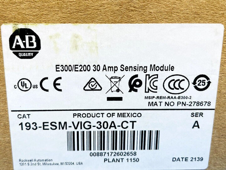 ONE NEW AB 193-ESM-VIG-30A-CT E300/E200 30 Amp Sensing Module | eBay