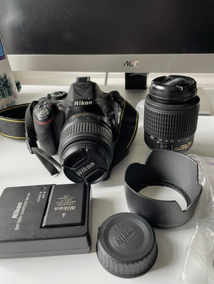 Nikon d5200 camera with two lenses, travel bag, charger, and cables | eBay