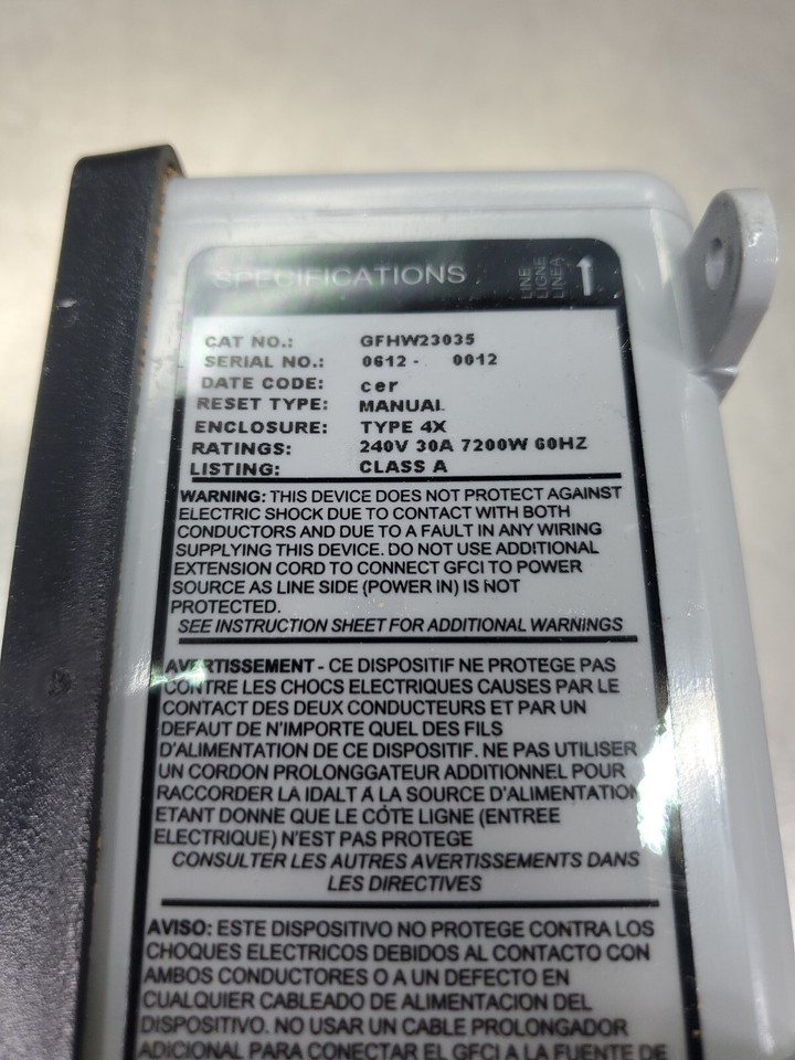 HUBBELL GFHW23035 Circuit Guard Ground Fault Circuit Interuptor Manual ...