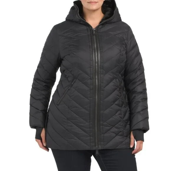 PAJAR CANADA Women's Cypress Hooded Faux Fur Trim Puffer Coat Plus 2X ...