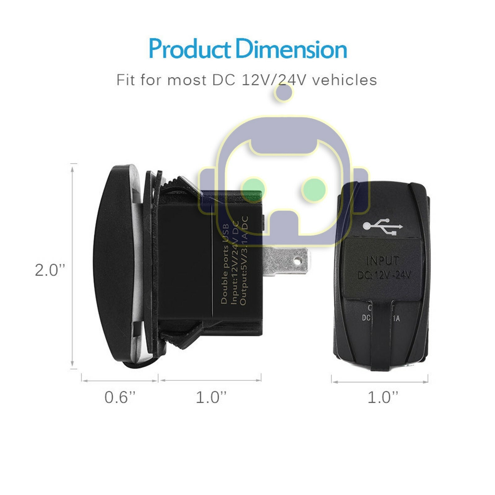 Dual USB Power Charger Carling ARB Rocker Switch Blue LED Light Car ...