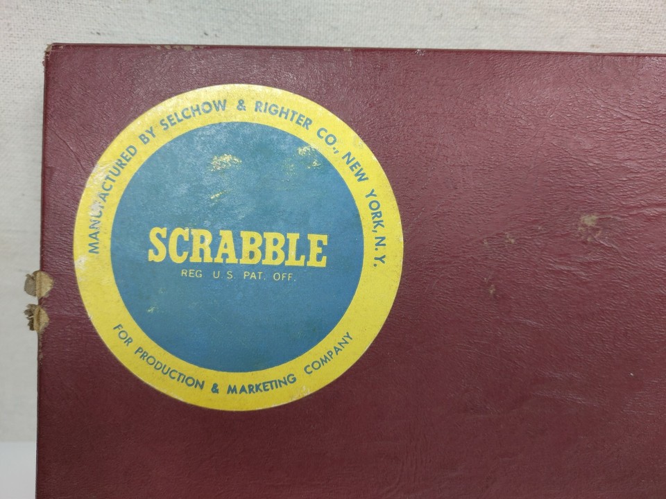 Vintage Scrabble Board Game Selchow & Righter Complete Wood Letters ...