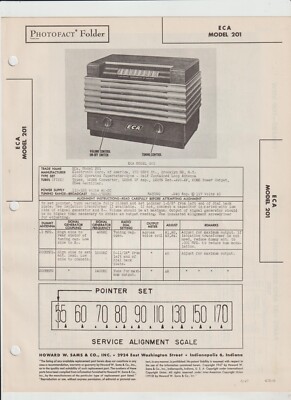 ECA Model 201 Radio Service Manual SAMS Photofact 3/1947 A3 | eBay