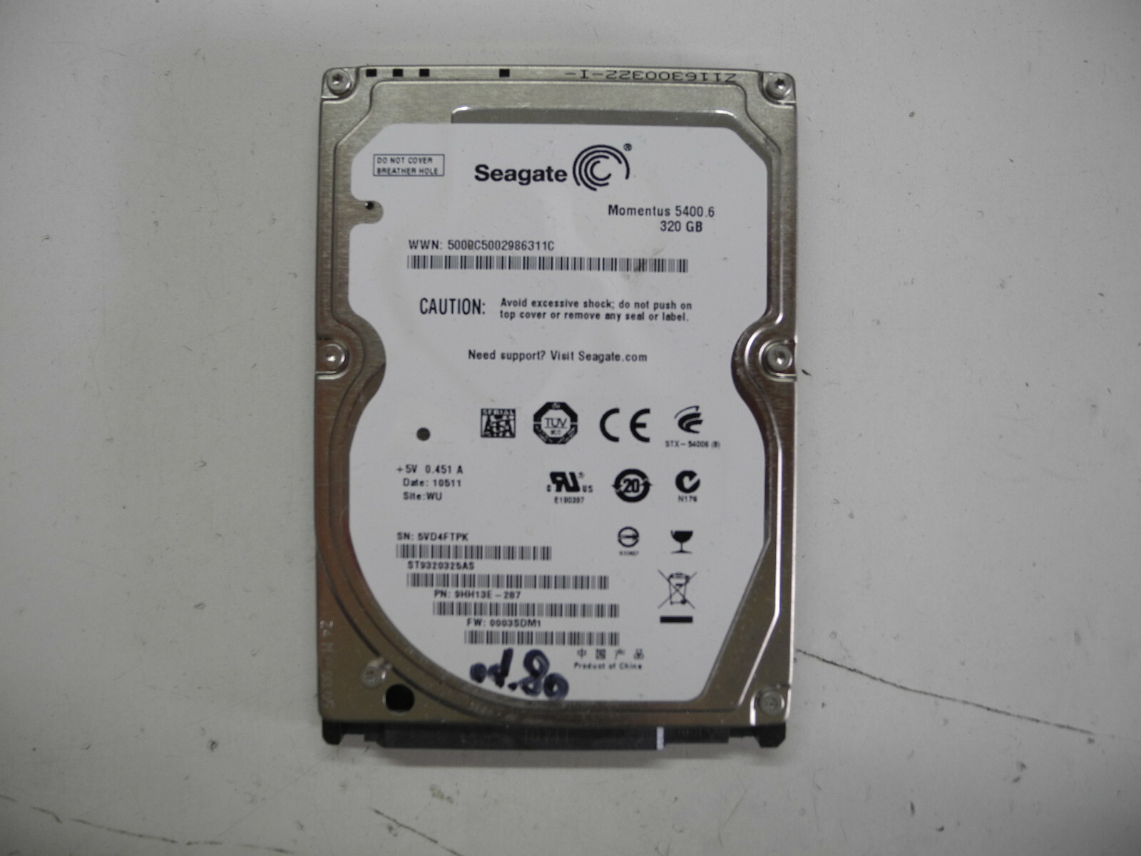 Seagate Momentus 5400.6 320GB ST9320325AS 100536284 0003SDM1 Hard Drive ...