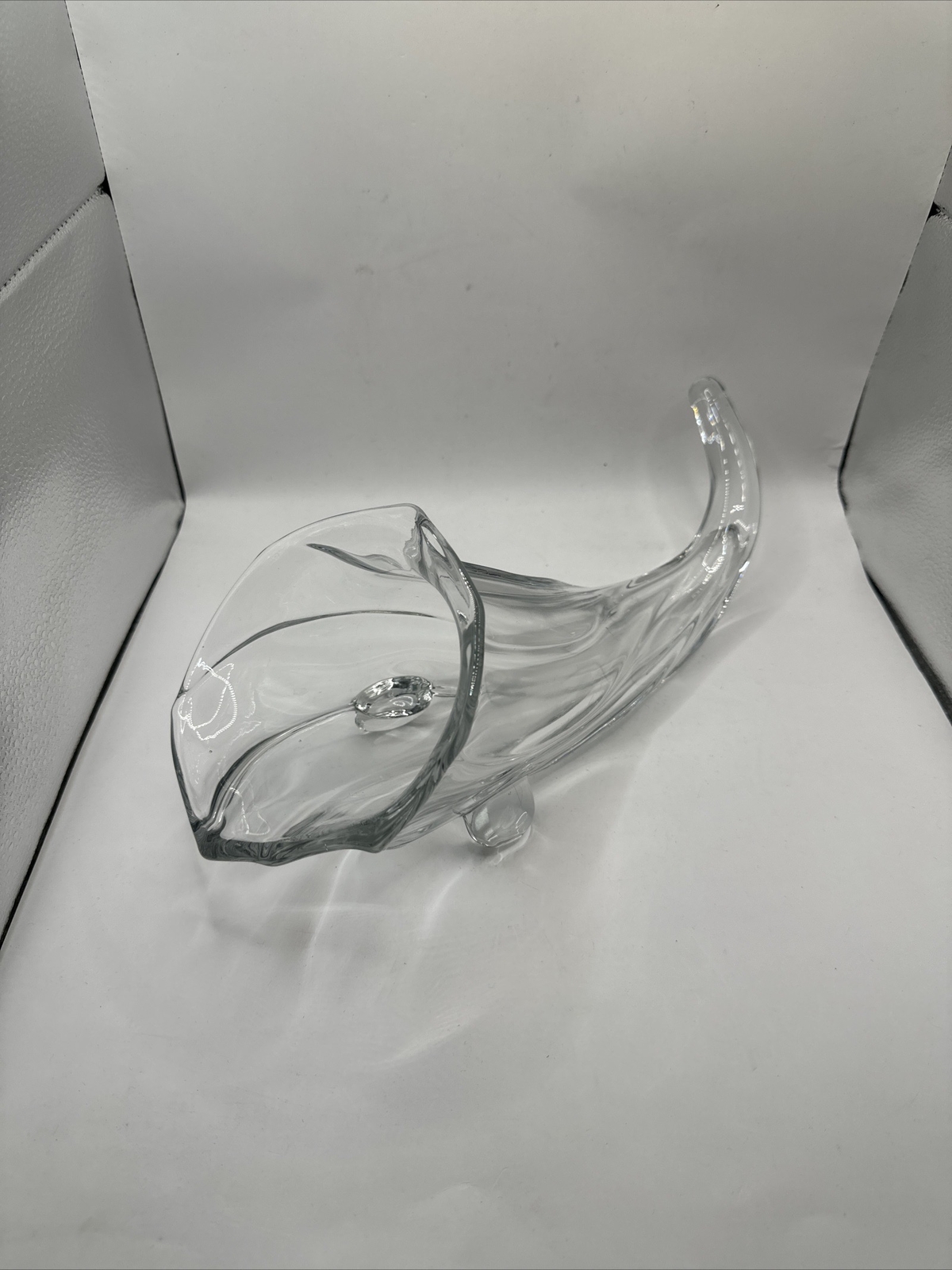 Vintage Duncan Miller Clear Glass Cornucopia Horn Of Plenty Mid-Century ...