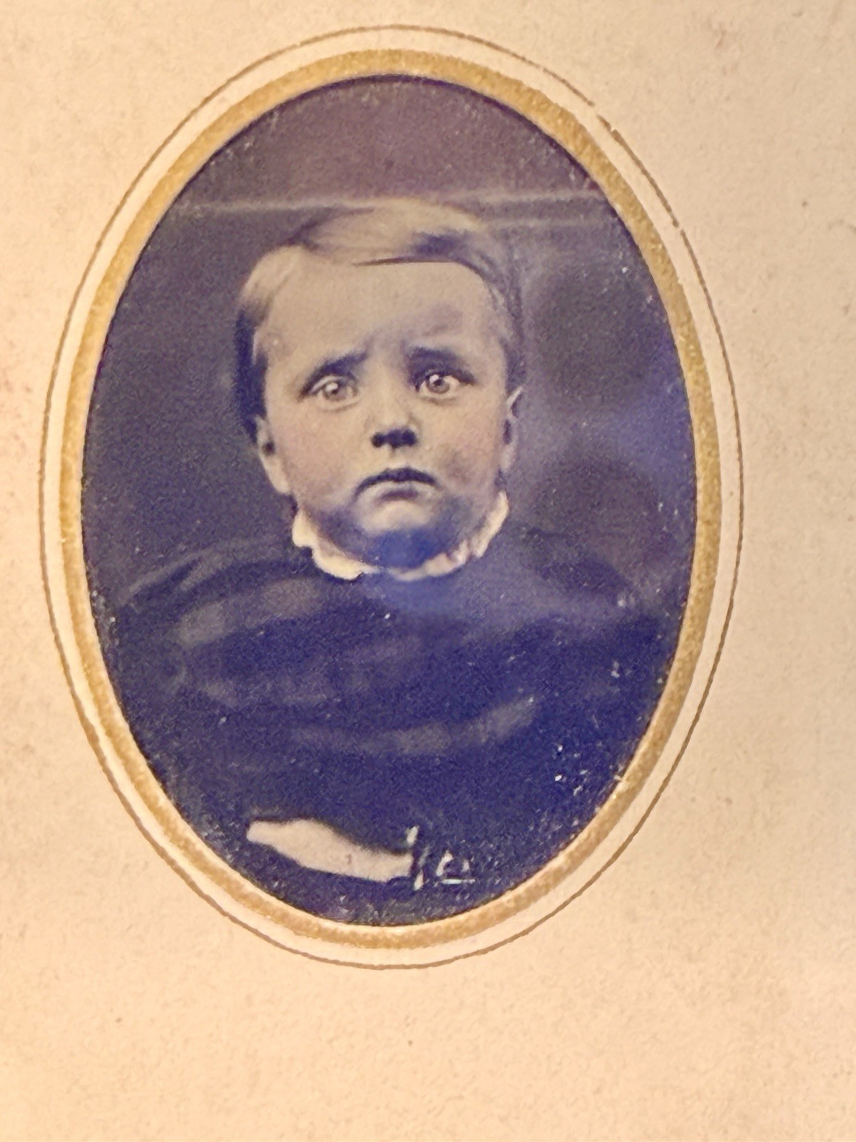 Antique 1850s Tintype 1/9th Quizzical Child Portrait Oval Victorian ...
