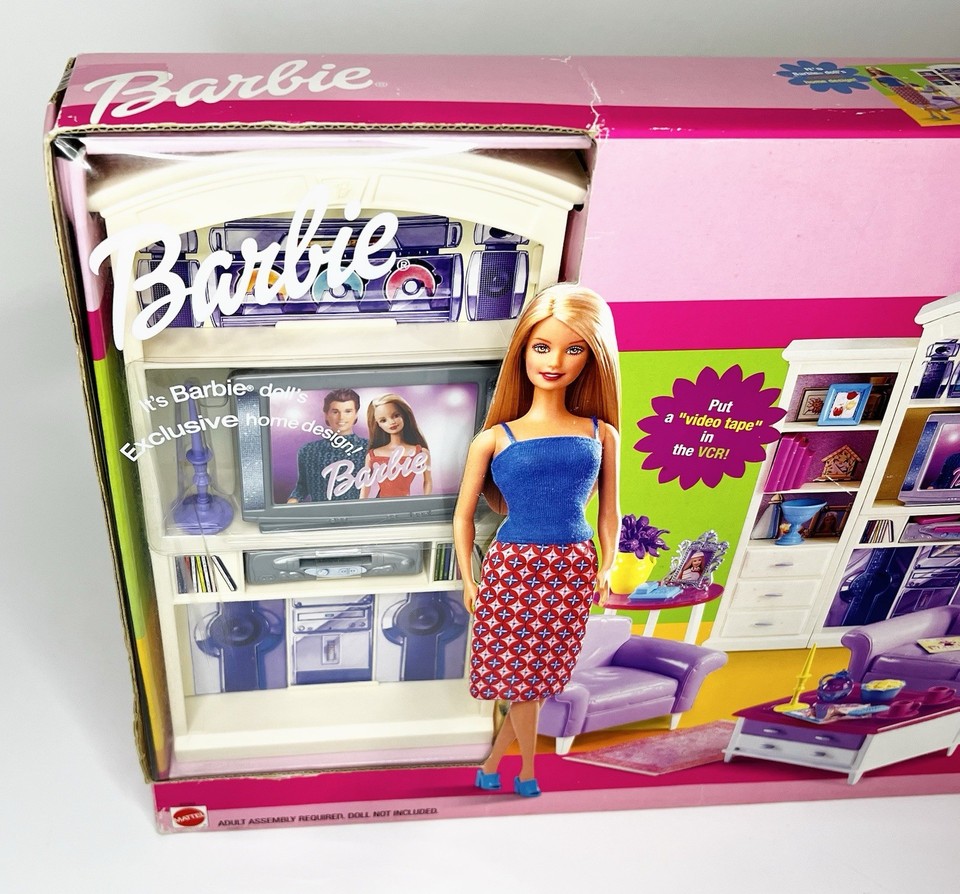 Vintage 2002 Barbie Living in Style Living Room Play set VCR Sofa ...