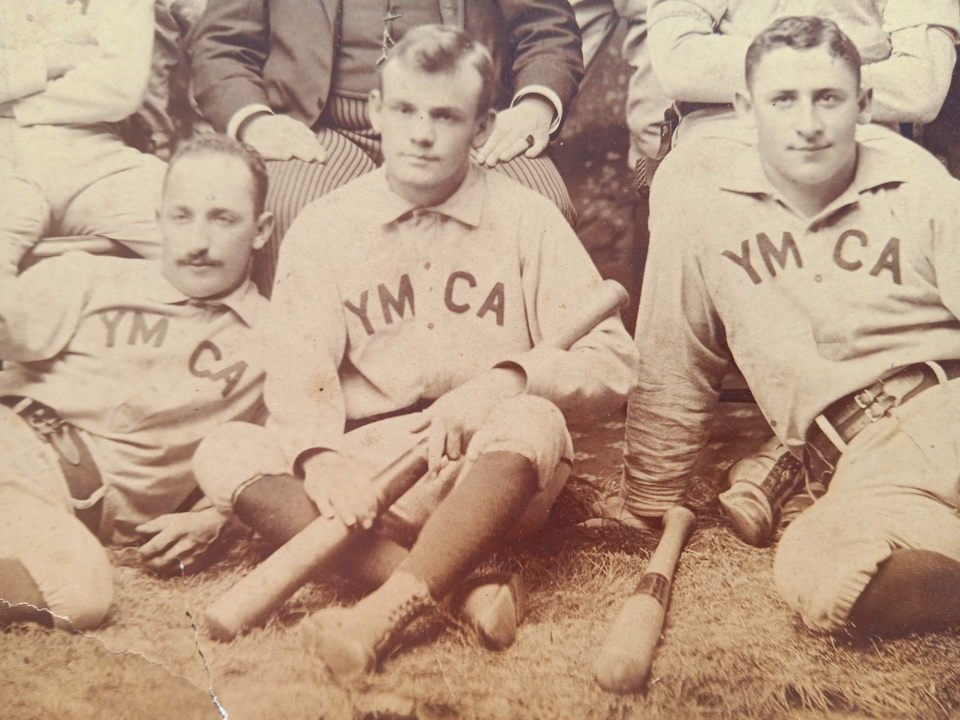 Large YMCA Baseball Team Photograph w/Baseball Bats Etc. 1880-1890 ...