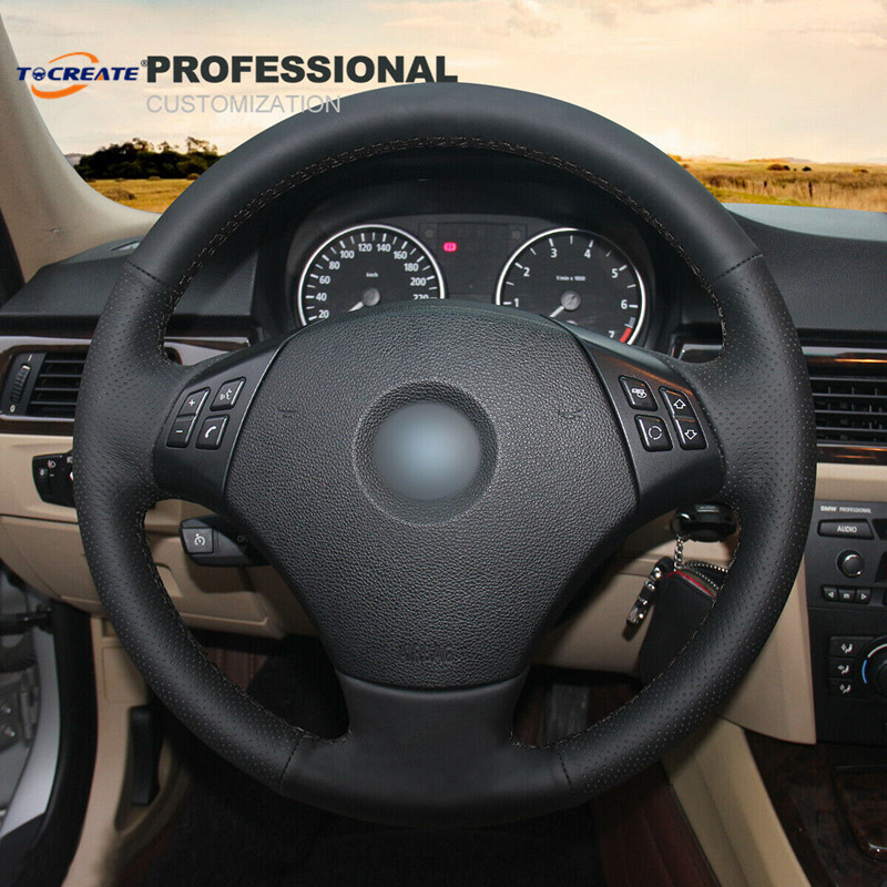Genuine Leather Steering Wheel Cover for BMW 3 Series E90 E91 E92 2006 ...