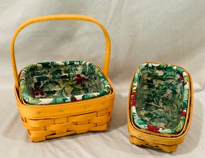 Longaberger 2002 Potpourri & 2003 Cilantro Baskets w/ Am Holly Liner ...