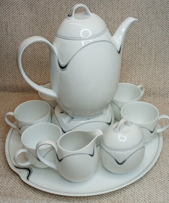 Uppsala AK Kaiser German Domino Rare Tea Set White Gray Black HTF ...