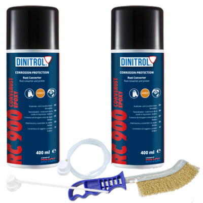2 x DINITROL RC900 RUST CONVERTER 400ml AEROSOL, EXTENSION NOZZLES ...