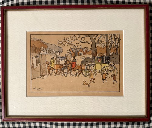 Harry Elliott Lithograph Carriage & Horses Framed Matted | eBay