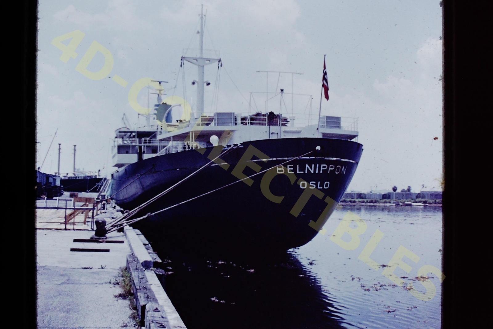 Original slide photo 1969 Port Tampa FL BELNIPPON Oslo Cargo Ship Stern ...