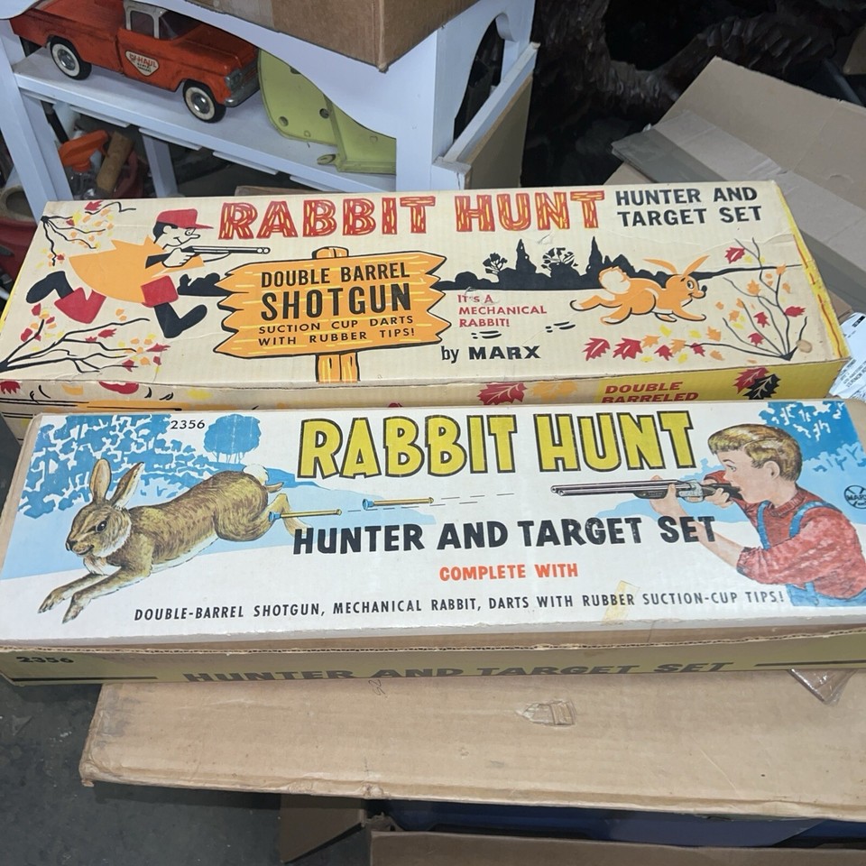 VINTAGE 1960’s MARX RABBIT HUNT TARGET SET SHOOTING GAME W/BOX partials ...
