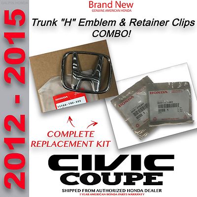 Genuine OEM Honda CIVIC 2DR COUPE Trunk "H" Emblem & Retainer Clips ...