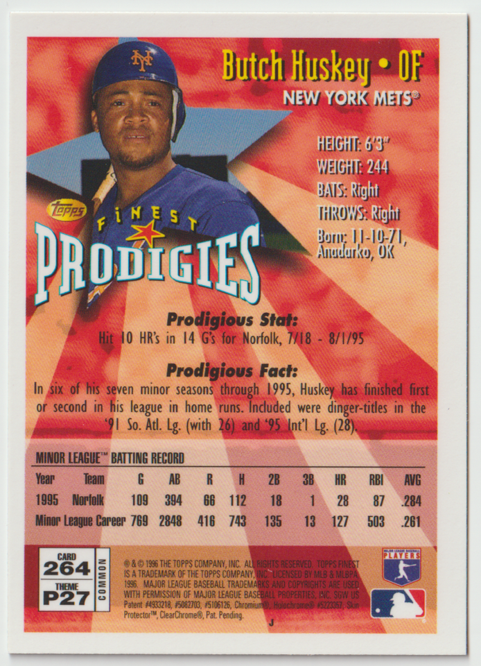 1996 Topps Finest Baseball #B264 Butch Huskey B - New York Mets | eBay