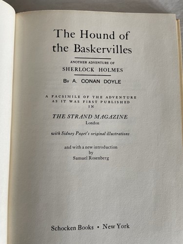 Sherlock Holmes-Facsimile of first publication, Illustrated, Schocken ...