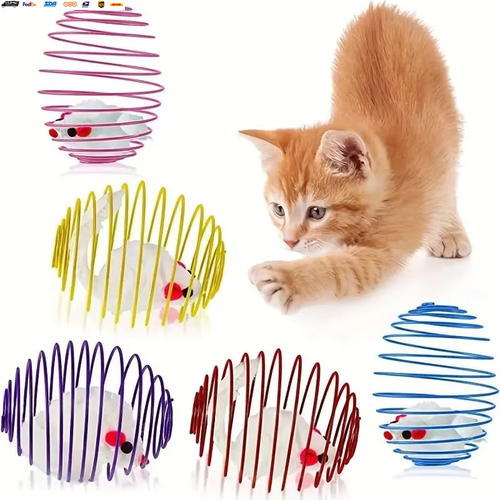 3Pcs Random Color Cat Spring Balls Stretchable Cat Springs Toys ...