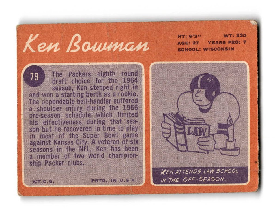 1970 Topps Ken Bowman RC 79 | eBay